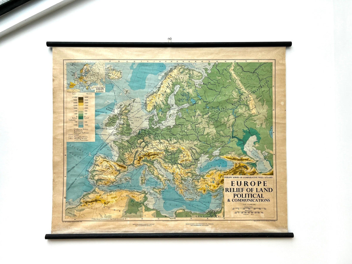 Phillips' Series 1970 European Politcal Boundaries Educational Wall ...